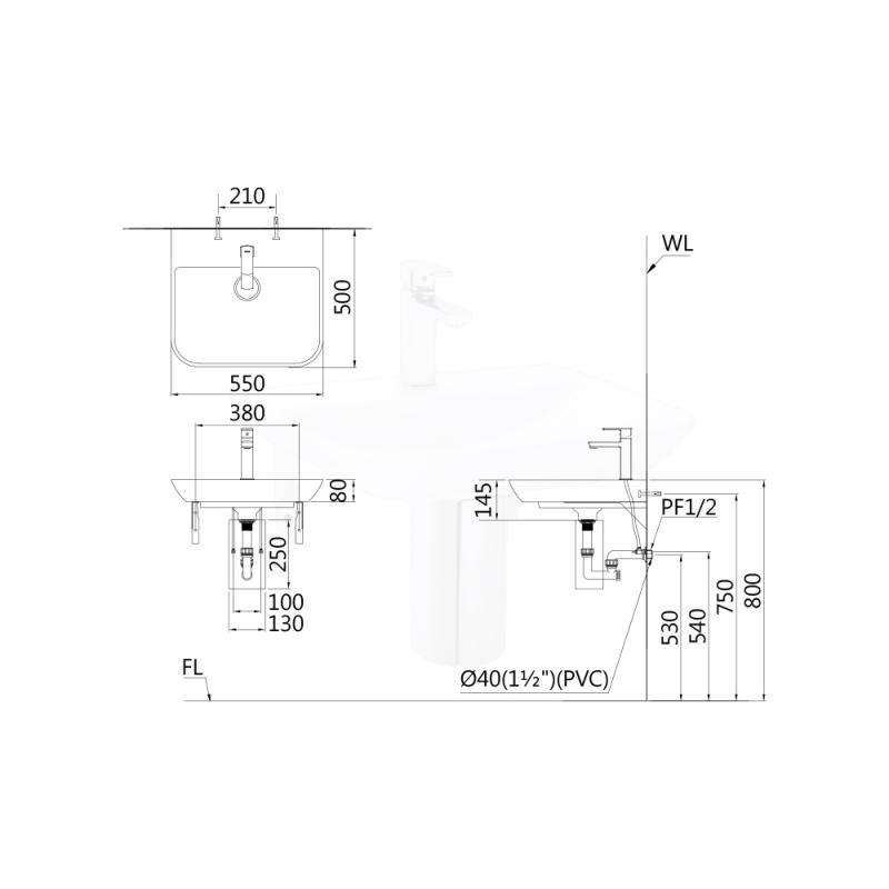 【大巨光】55CM (銀髮族衛浴)臉盆 LF5370C不含龍頭|大巨光購物城
